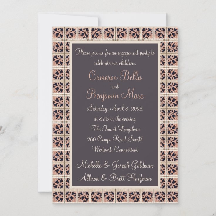 Spanish Tiles Engagement Party Invitation | Zazzle