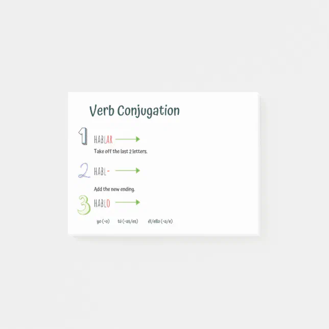 Spanish Verb Conjugation Practice (Present Tense) Post-it Notes | Zazzle