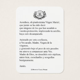 Spanish Virgin Mary Prayer Memorare Holy Card | Zazzle