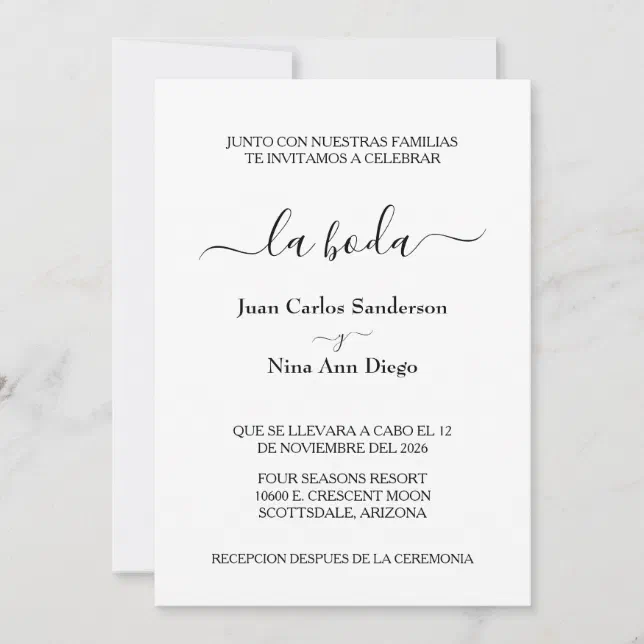 Spanish Wedding Formal Nuestra Boda Invitations | Zazzle
