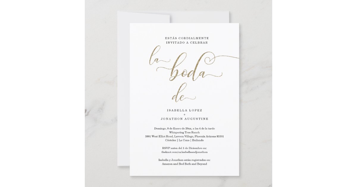 Spanish Wedding Invite All in One w- RSVP Registry | Zazzle