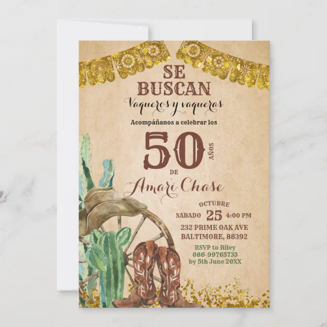 Spanish Western Cowboy Birthday Invitation | Zazzle