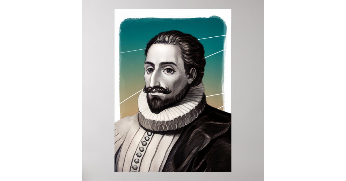 Spanish writer Miguel de Cervantes illustration Poster | Zazzle
