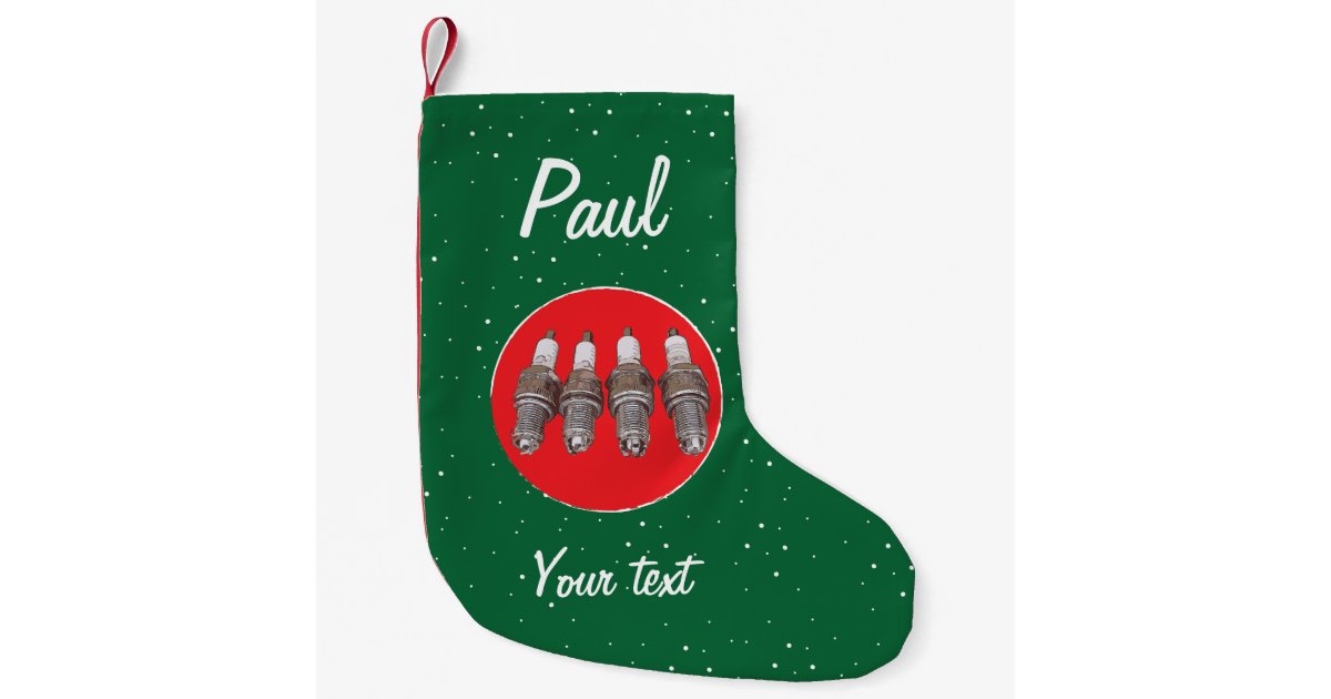 Spark plugs of the engine small christmas stocking | Zazzle