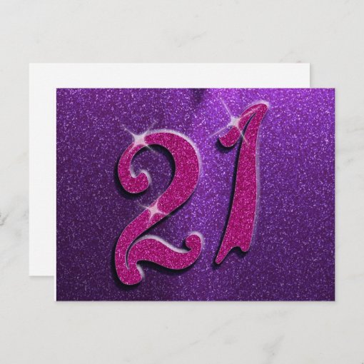 Sparkle 21st Pink and Purple Birthday Postcard | Zazzle