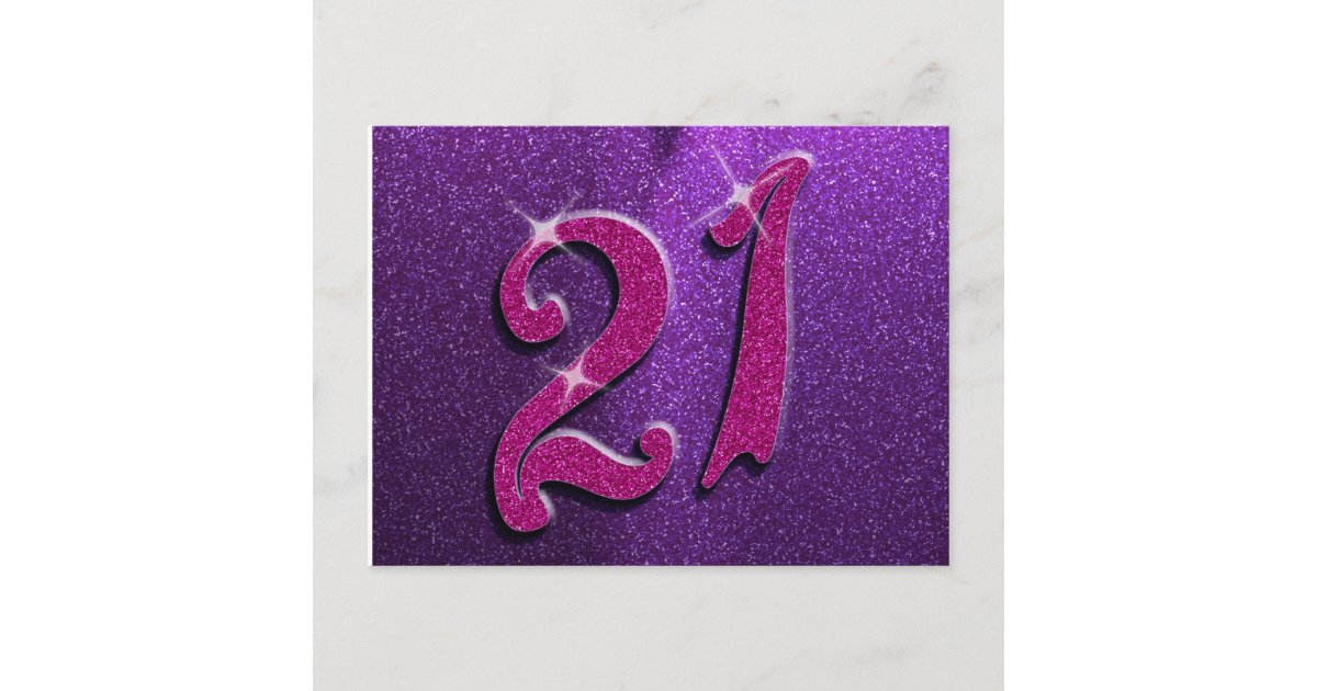Sparkle 21st Pink and Purple Birthday Postcard | Zazzle