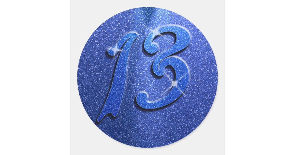 Sparkle Blue 13th Birthday Party Stickers | Zazzle
