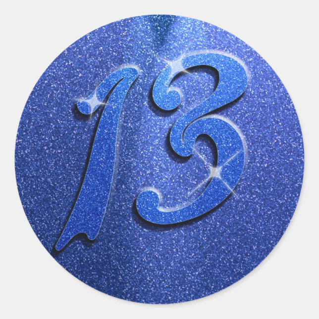Sparkle Blue 13th Birthday Party Stickers | Zazzle