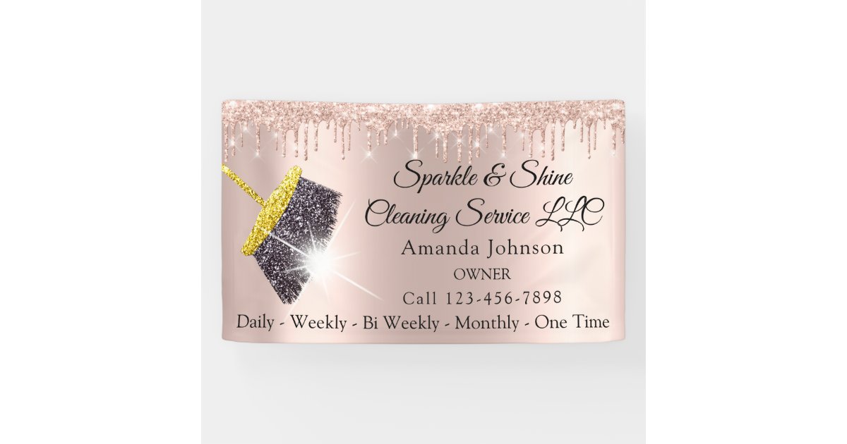 Sparkle Cleaning Service Housekeeping Broom Banner | Zazzle