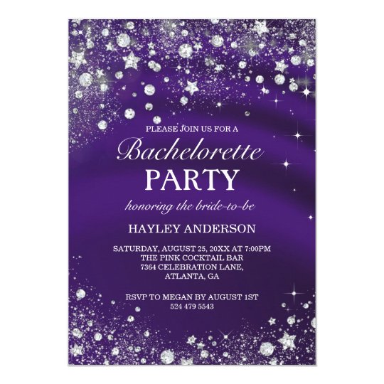 Sparkle Diamond Purple Bachelorette Party Invite | Zazzle.com