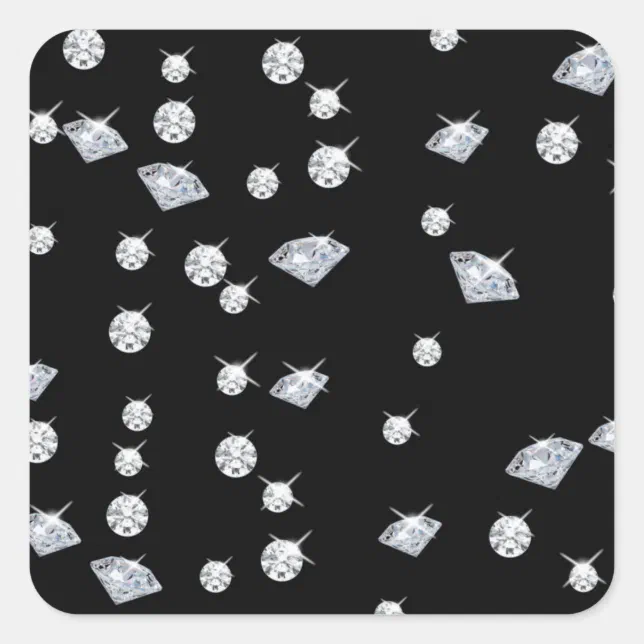 Sparkle Diamonds Square Sticker | Zazzle