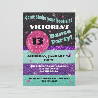 Sparkle Disco Dance Party Invitations | Zazzle