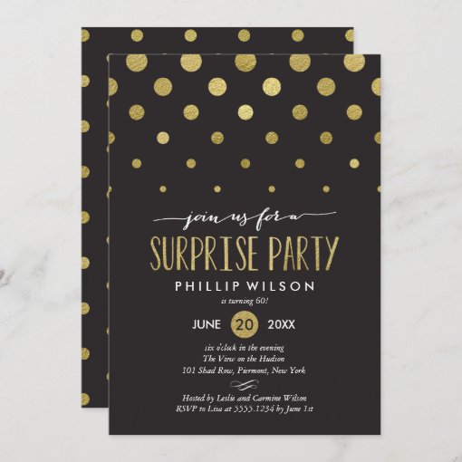 Sparkle Dots Surprise Party Invitation | Zazzle