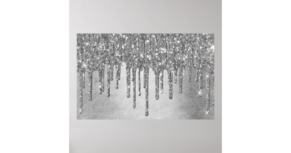 Sparkle Drip Decor | Platinum Silver Metallic Ice | Zazzle.com