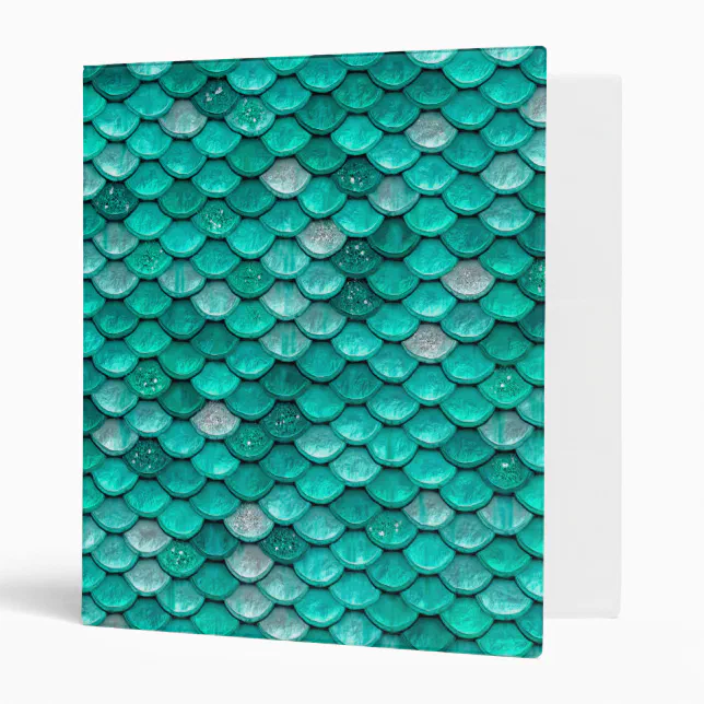 Sparkle Glitter Green Aqua Mermaid Scales Binder | Zazzle