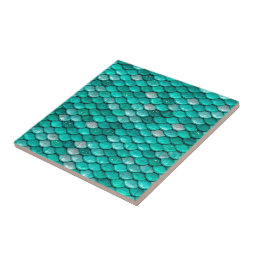 Sparkle Glitter Green Aqua Mermaid Scales Tile | Zazzle
