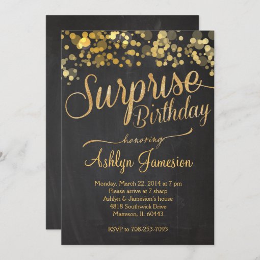 Sparkle Glitter Surprise Birthday Invitation Zazzle