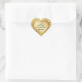 Sparkle Gold Heart 50th Wedding Anniversary Heart Sticker | Zazzle