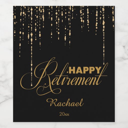 Sparkle, Golden Retirement Party Wine Label | Zazzle