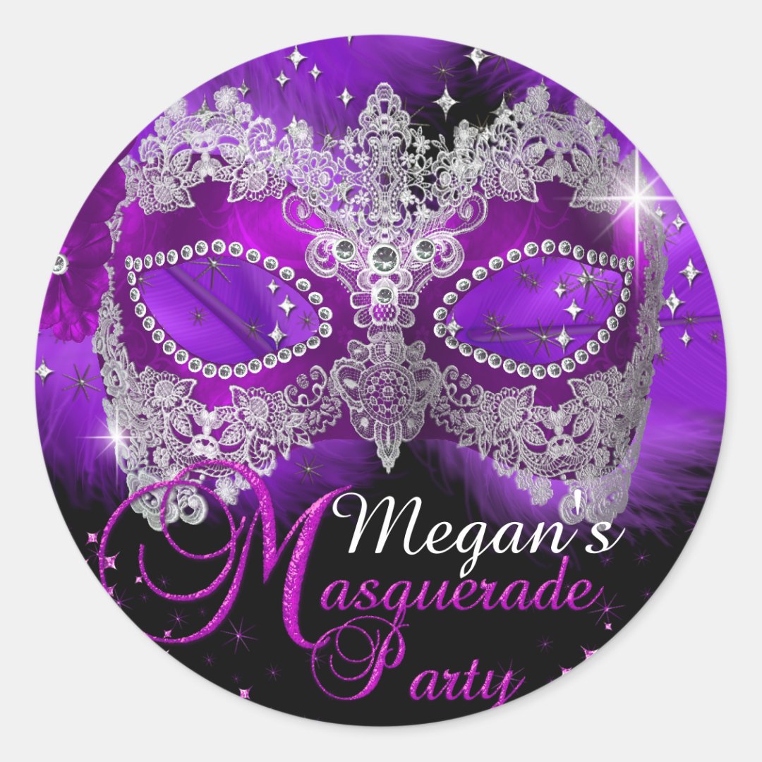 Sparkle Lace Mask Purple Masquerade Sticker | Zazzle