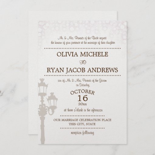 Sparkle Lamp Post Gala Wedding Invitation | Zazzle