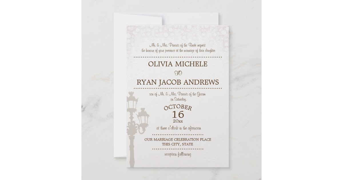 Sparkle Lamp Post Gala Wedding Invitation | Zazzle