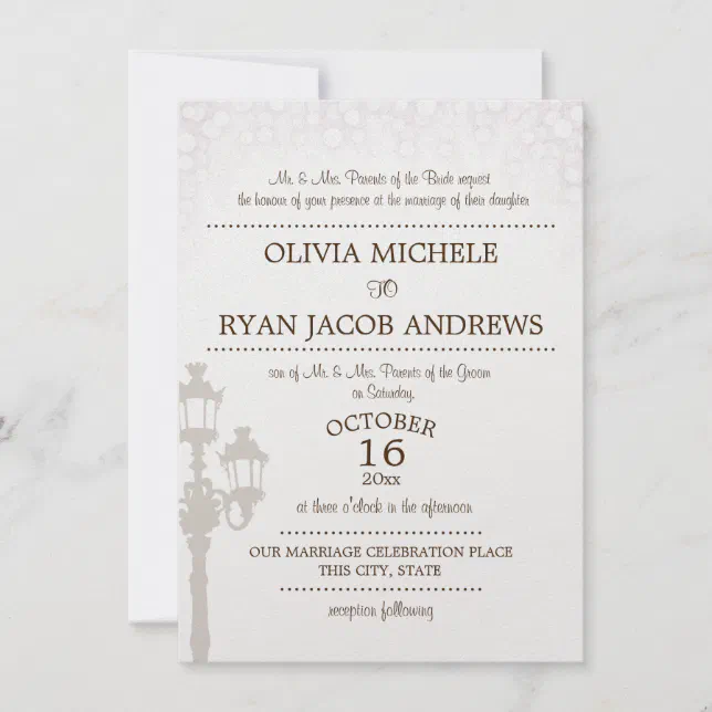 Sparkle Lamp Post Gala Wedding Invitation | Zazzle
