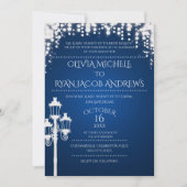 Sparkle Lamp Post Gala Wedding Sapphire Invitation | Zazzle
