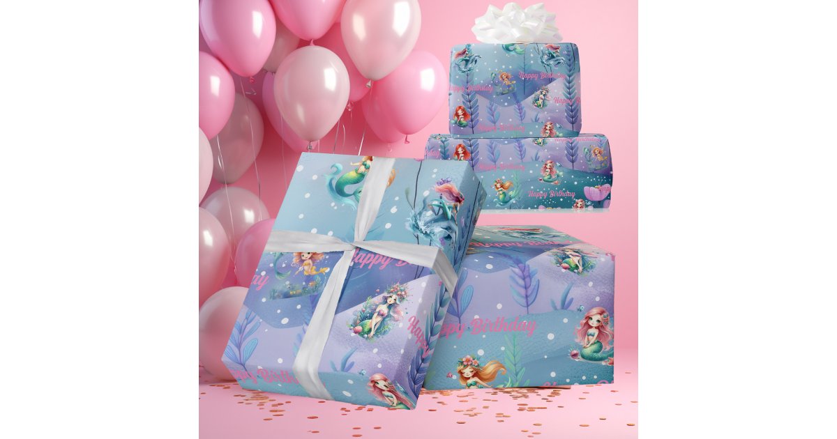 Sparkle Mermaids Birthday Gift Wrapping Paper | Zazzle