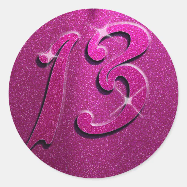 Sparkle Pink 13th Birthday Party Stickers | Zazzle