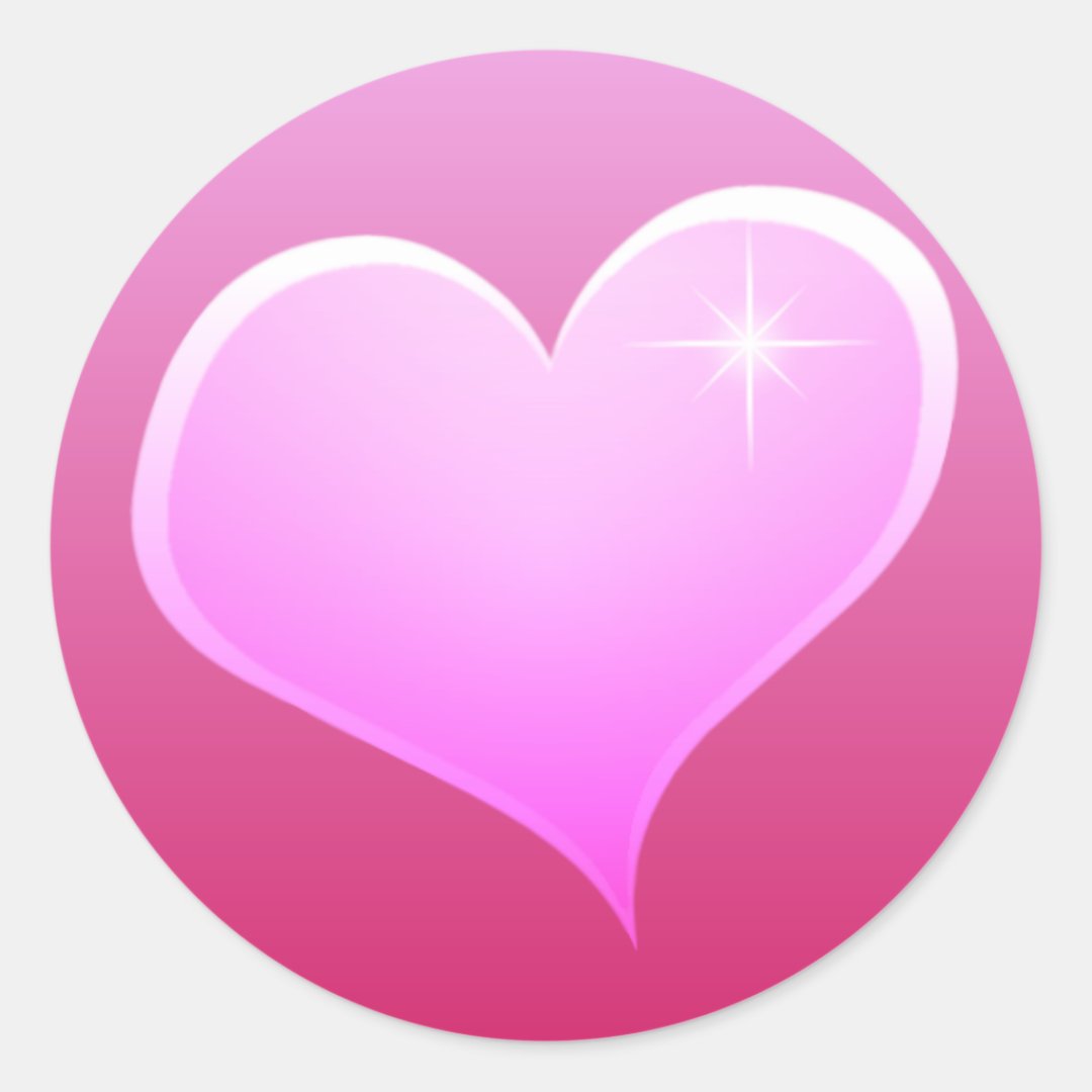 Sparkle Pink Heart Classic Round Sticker | Zazzle