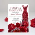 Sparkle Red Dress & Roses 40th Birthday Party Invitation | Zazzle