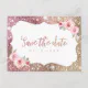 Sparkle rose gold glitter floral save the date announcement postcard ...
