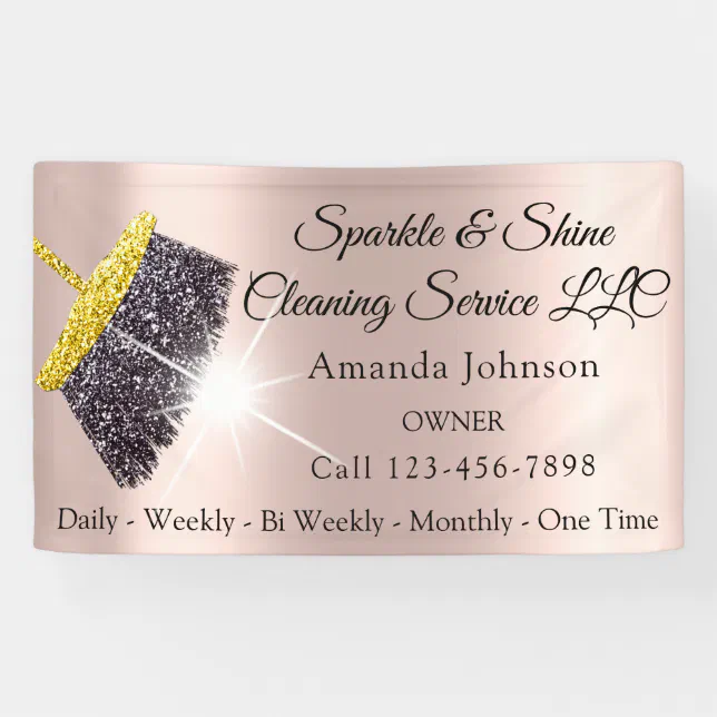 Sparkle & Shine Cleaning Service Housekeeping Banner | Zazzle