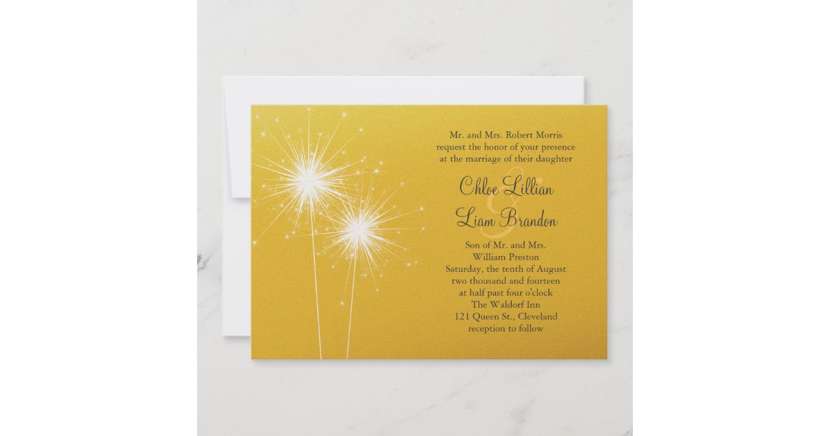 Sparkler Gold Wedding Invitation | Zazzle