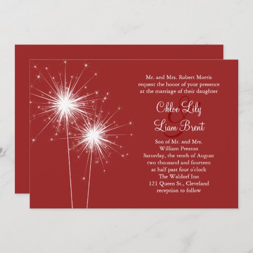 Sparkler in Red Wedding Invitation | Zazzle