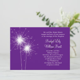 Sparkler Purple Wedding Invitation | Zazzle