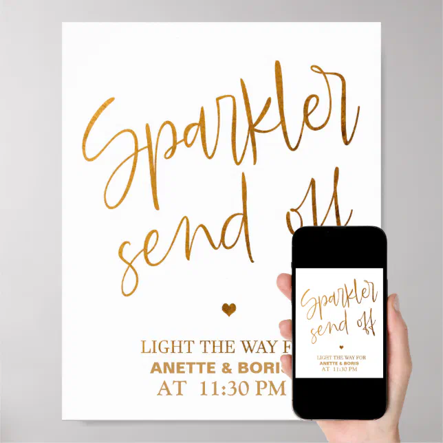 Sparkler send off wedding sign 8x10 poster | Zazzle