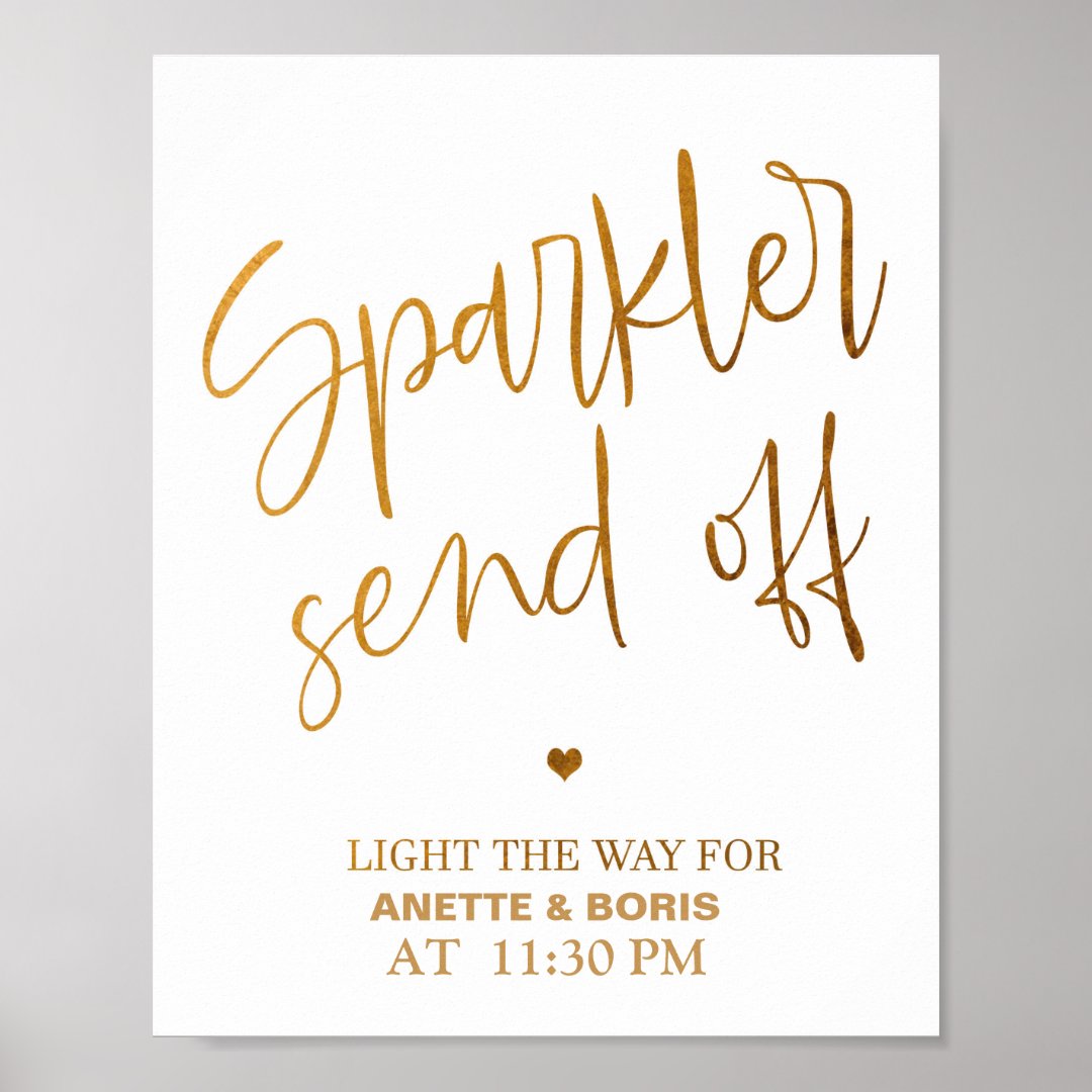 Sparkler send off wedding sign 8x10 poster | Zazzle