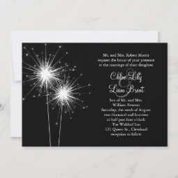 Sparkler Wedding Invitation (black) | Zazzle