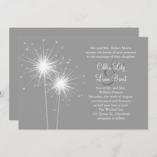 Sparkler Wedding Invitation in Gray | Zazzle