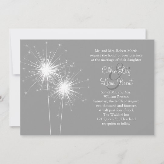 Sparkler Wedding Invitation in Gray | Zazzle.com