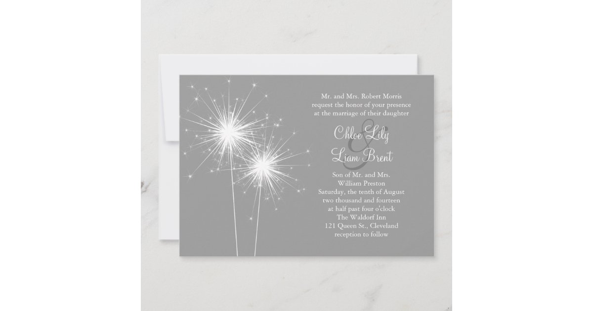Sparkler Wedding Invitation in Gray | Zazzle