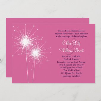 Sparklers Wedding Invitation (pink) | Zazzle