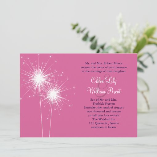 Sparklers Wedding Invitation (pink) | Zazzle
