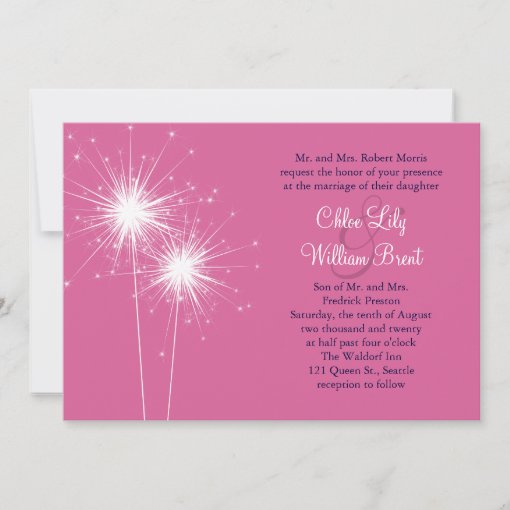 Sparklers Wedding Invitation (pink) | Zazzle