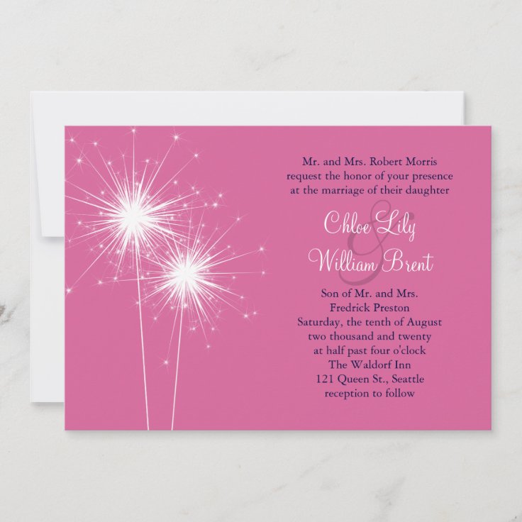 Sparklers Wedding Invitation (pink) | Zazzle