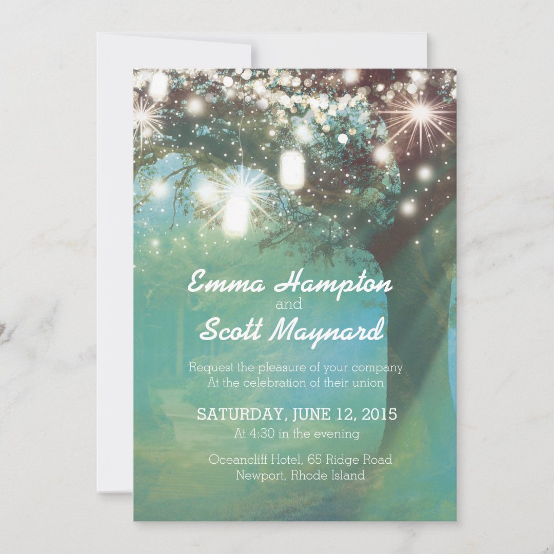 Sparkles outdoor tree magical romantic star light invitation | Zazzle
