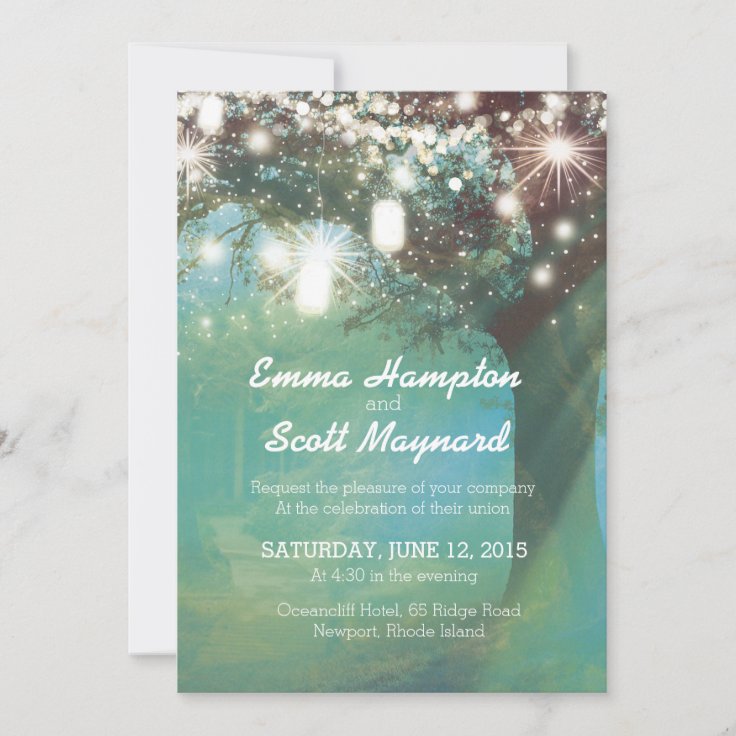 Sparkles outdoor tree magical romantic star light invitation | Zazzle