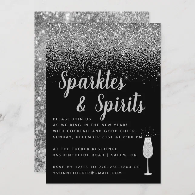 Sparkles & Spirits | New Years Eve Party Invitation | Zazzle